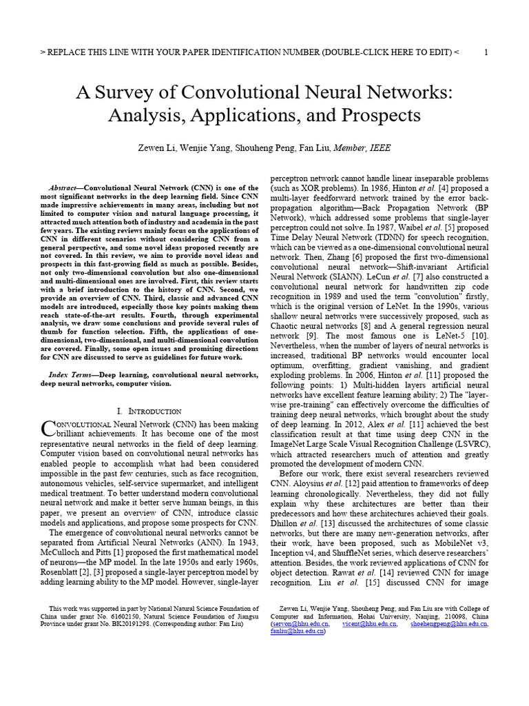 A survey of convolutional neural networks- analysis-applications-prospects | PDF | Computational ...