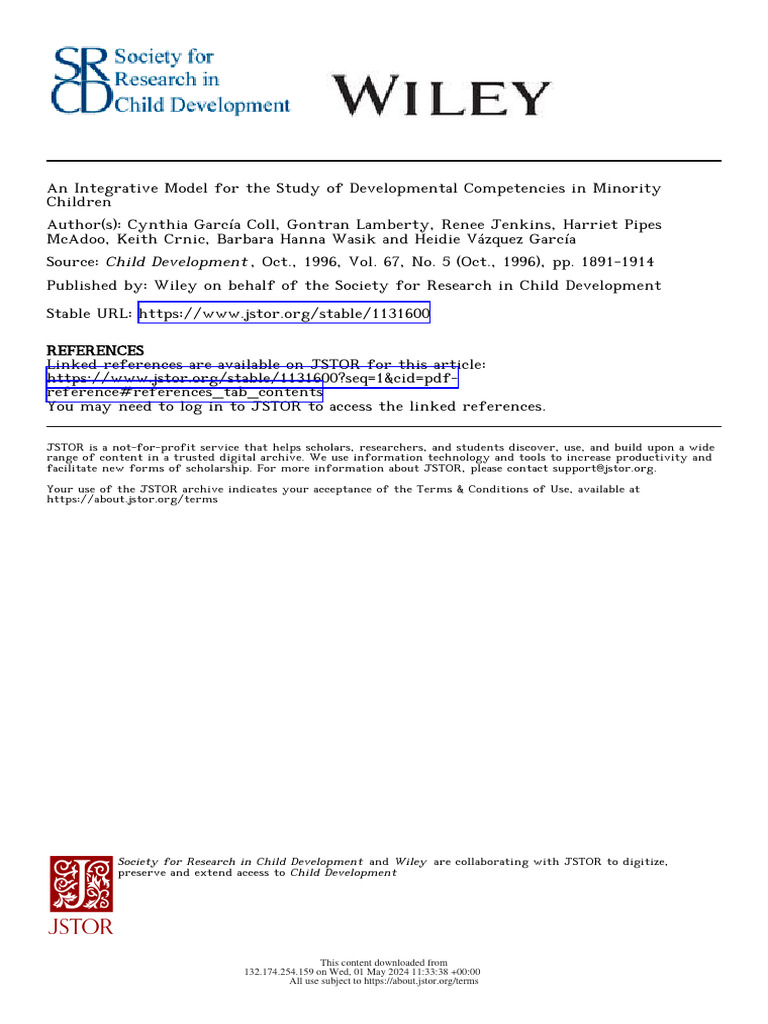 Integrative Model for Minority Child Development | PDF | Race (Human ...