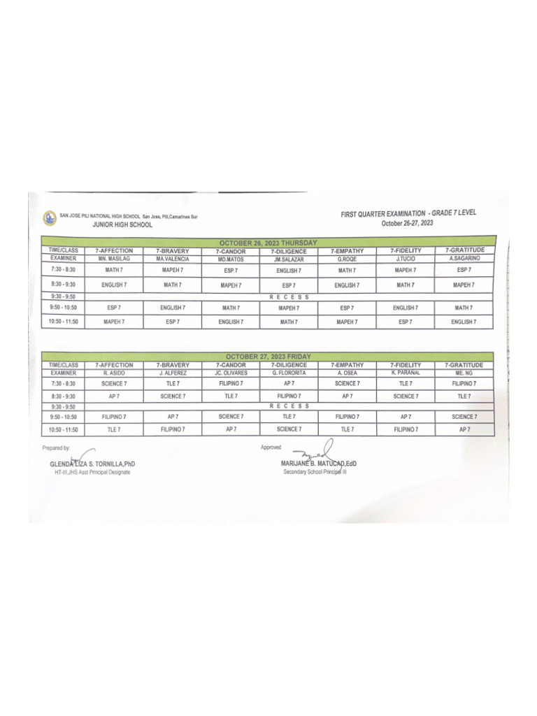 Exam Sched 23 24 | PDF