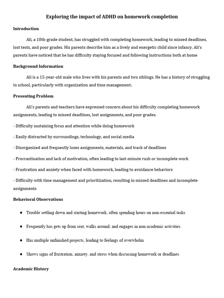 Case Study On Behavior Modification | PDF | Homework | Procrastination