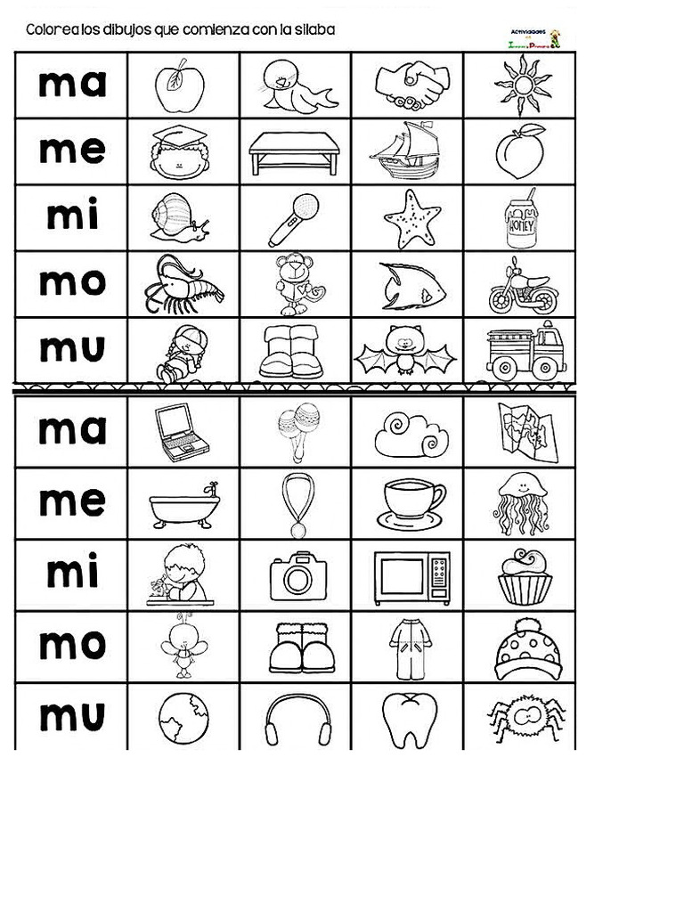 Ficha C Colorea Ma Me Mi Mo Mu | PDF