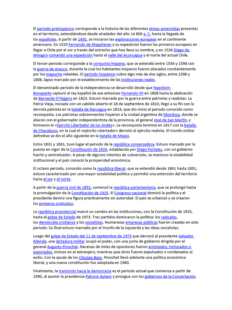 Historia de Chile | PDF | Chile