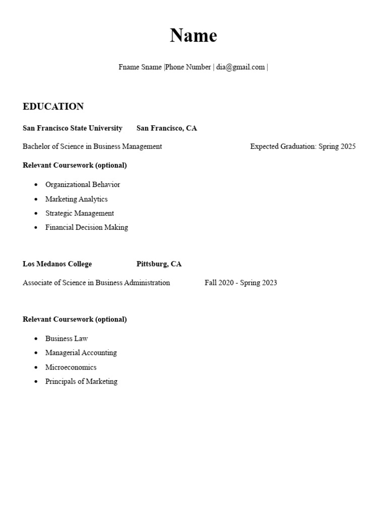 Final Resume Template - 011603 | PDF | Business | Economies
