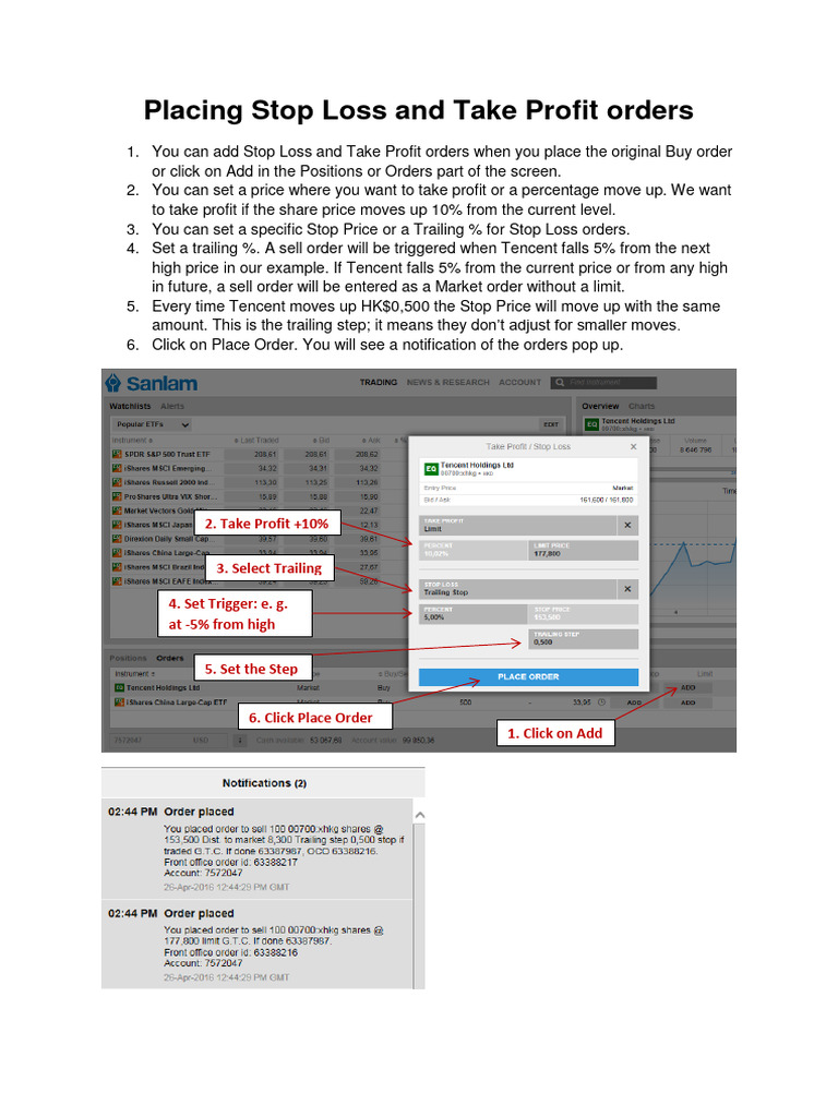 Setting Stop Loss and Take Profit Orders | PDF