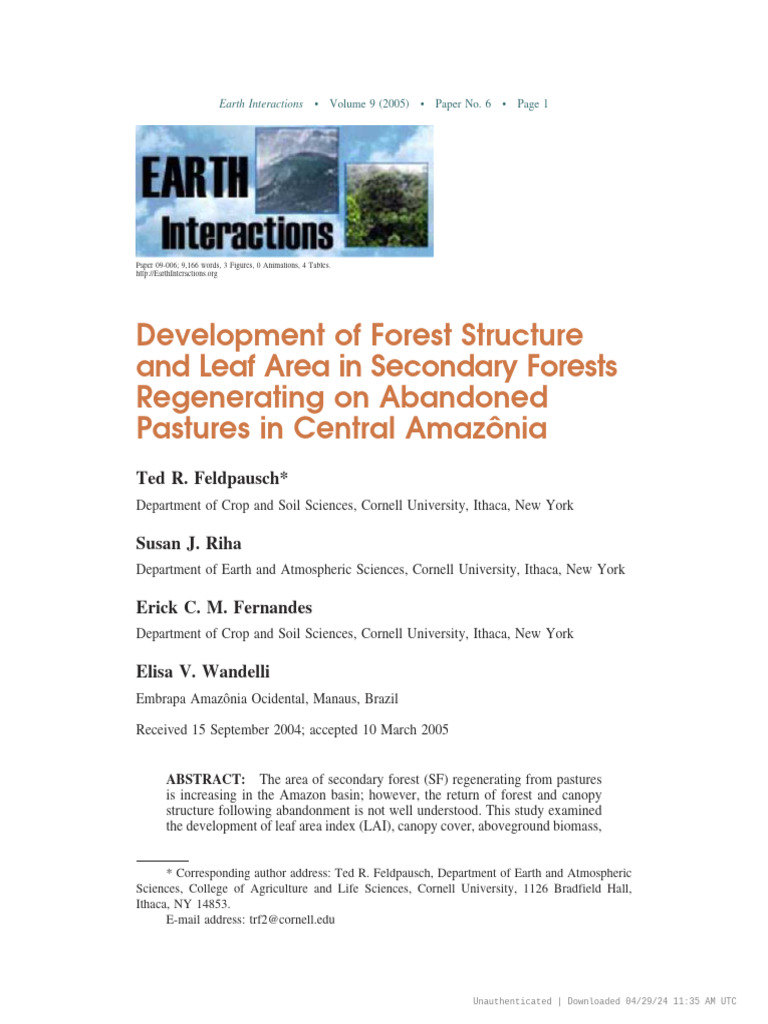 Development of Forest Structure and Leaf Area in Secondary Forests ...