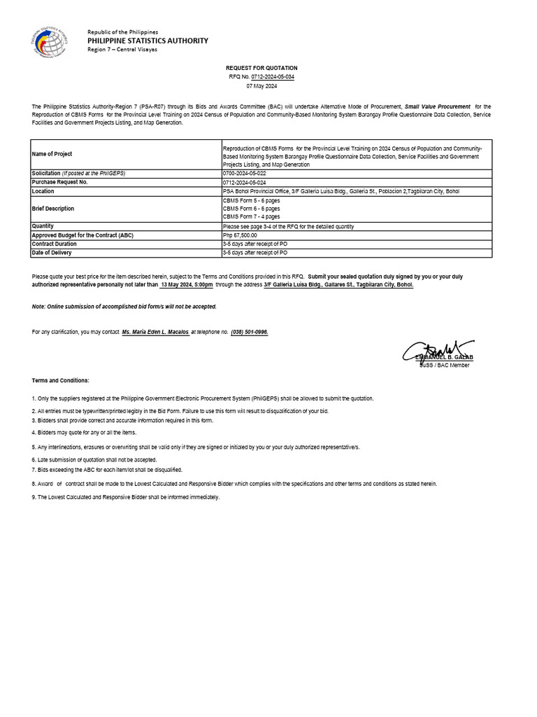 RFQ for CBMS Forms Reproduction 2024 | PDF | Liquidated Damages | Business