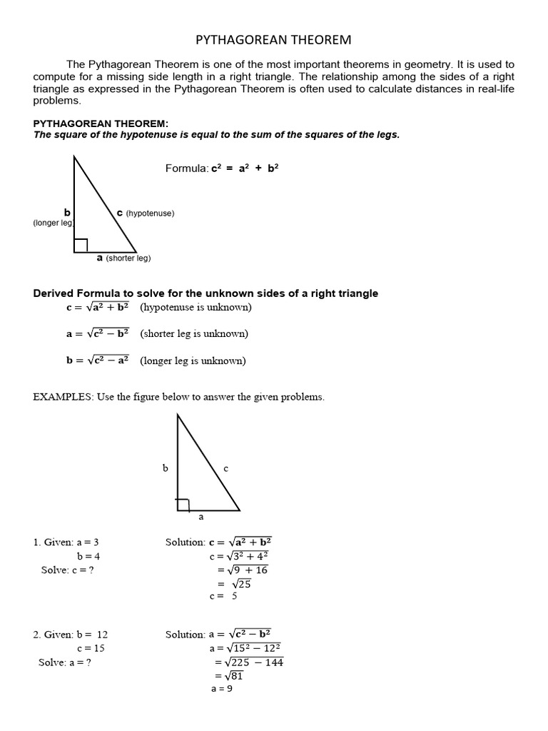 PYTHAGOREAN-THEOREM | PDF | Triangle | Elementary Geometry