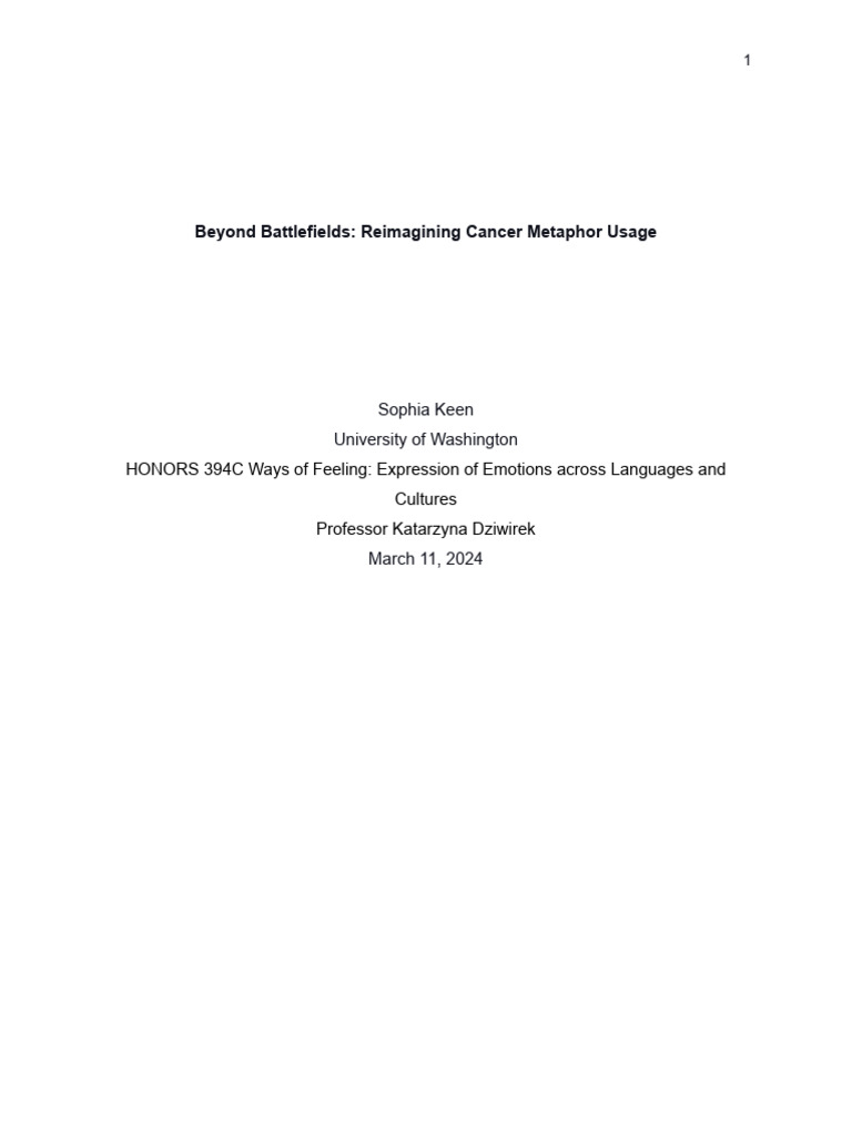 Beyond Battlefields Reimagining Cancer Metaphor Usage | PDF | Cancer ...
