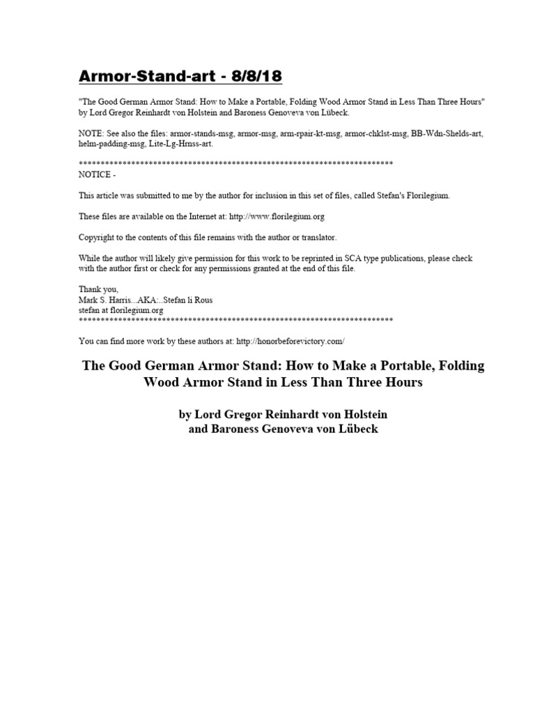 Armor Stand Art | Download Free PDF | Screw