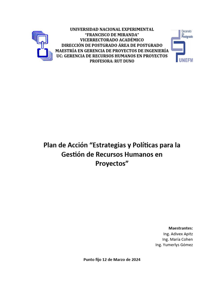 Estrategias y Políticas para La Gestión de RH en Proyectos | PDF | Gestión de recursos humanos ...