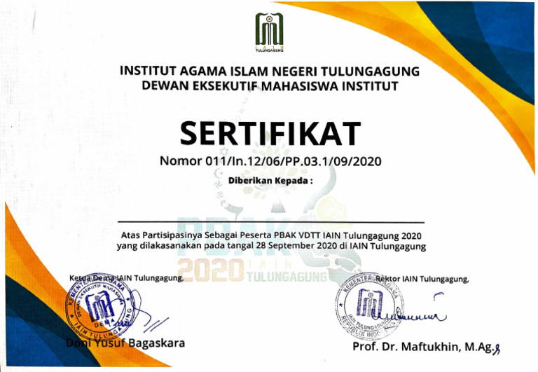 Sertifikat Pbak Univ 2020 | PDF