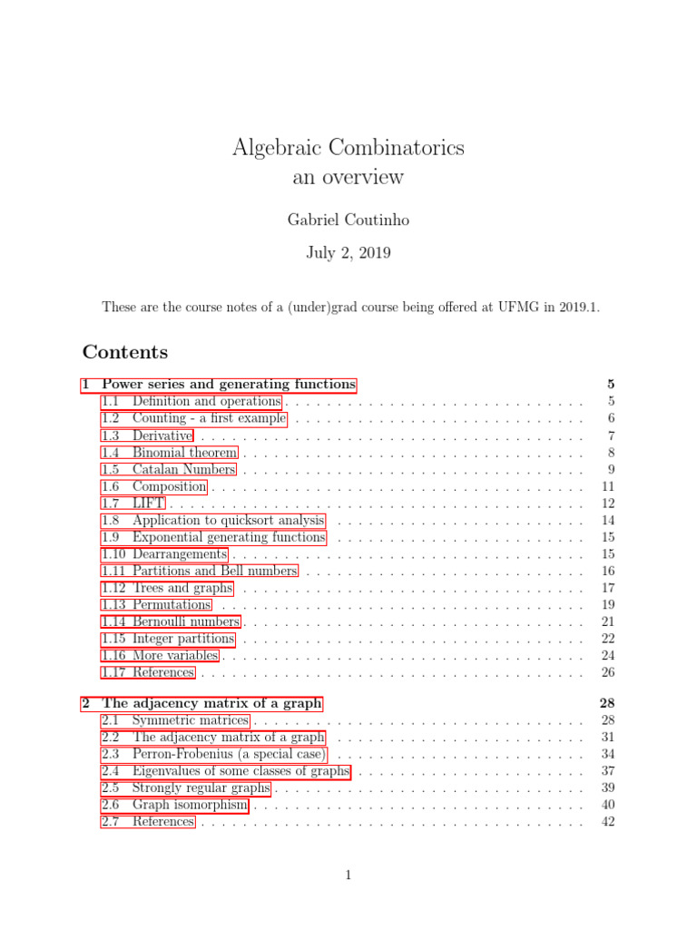 Algcomb | PDF | Power Series | Exponential Function