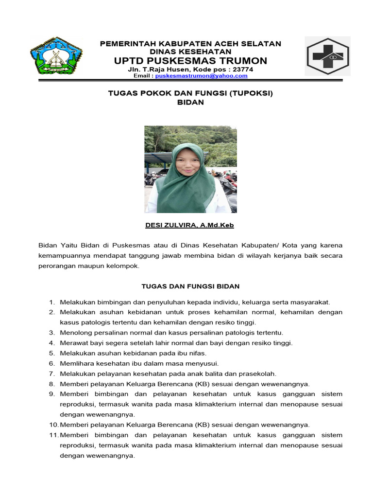 Tupoksi Dessi Zulfira | PDF | Kesehatan Holistik | Sains & Matematika
