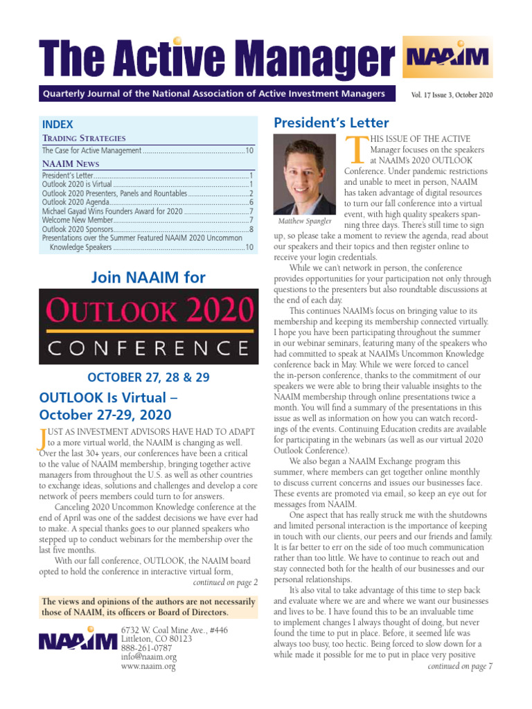 NAAIM Active MGR October 2020 - Web | PDF | Investing | Financial Adviser