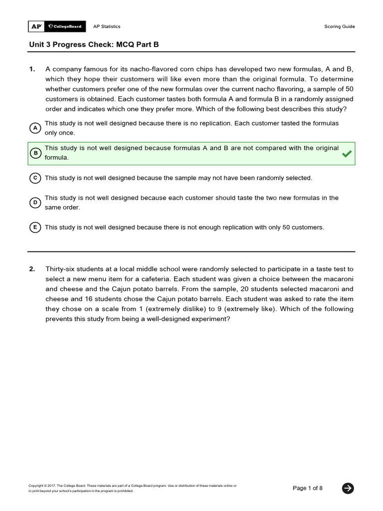 Sampling Methods and Experiments Multiple Choice | PDF | Experiment | Multiple Choice