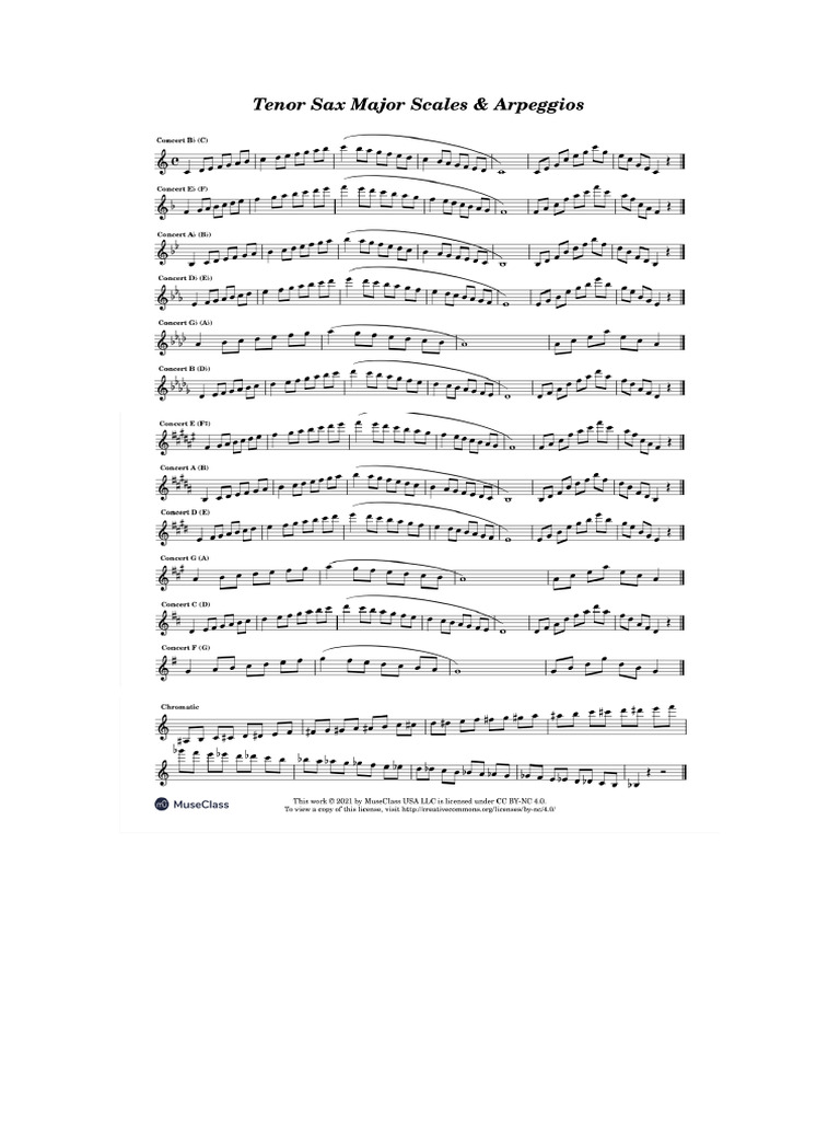 Tenor Sax Major Scales and Arpeggios | PDF