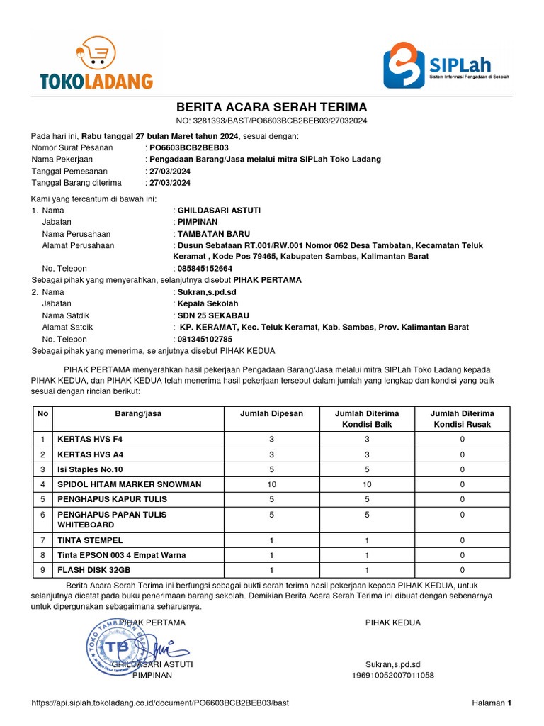 BAST - PO6603BCB2BEB03 Atk BERCAP | PDF