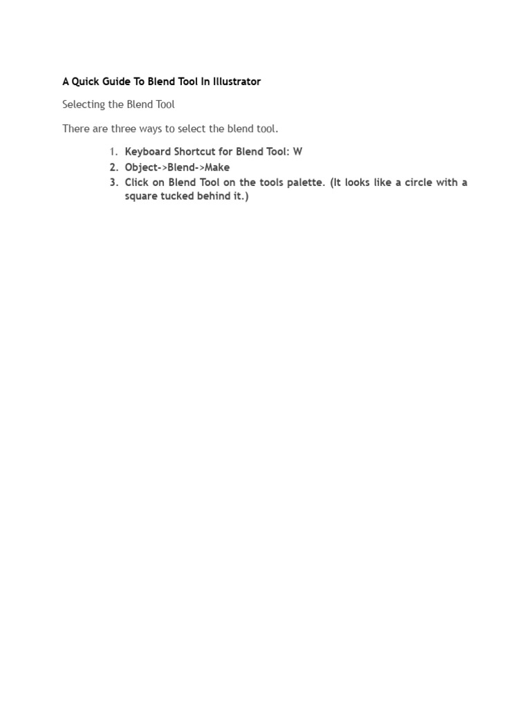 A Quick Guide To Blend Tool In Illustrator Pdf Computer Keyboard