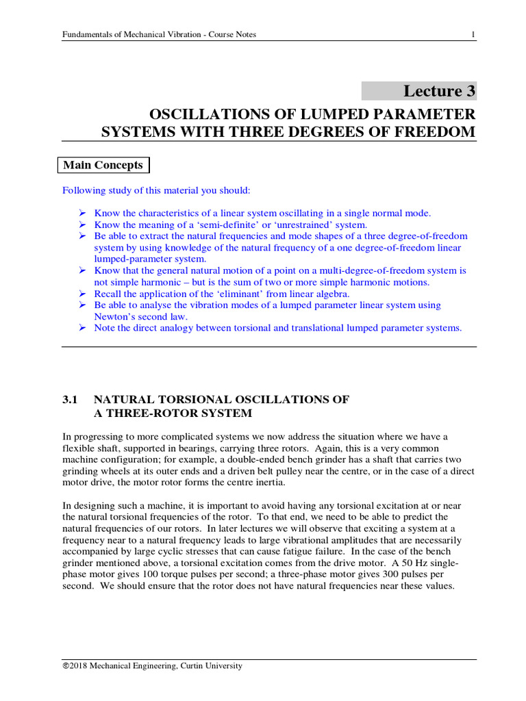 MCEN3005 Lecture 3 Notes | PDF | Normal Mode | Oscillation