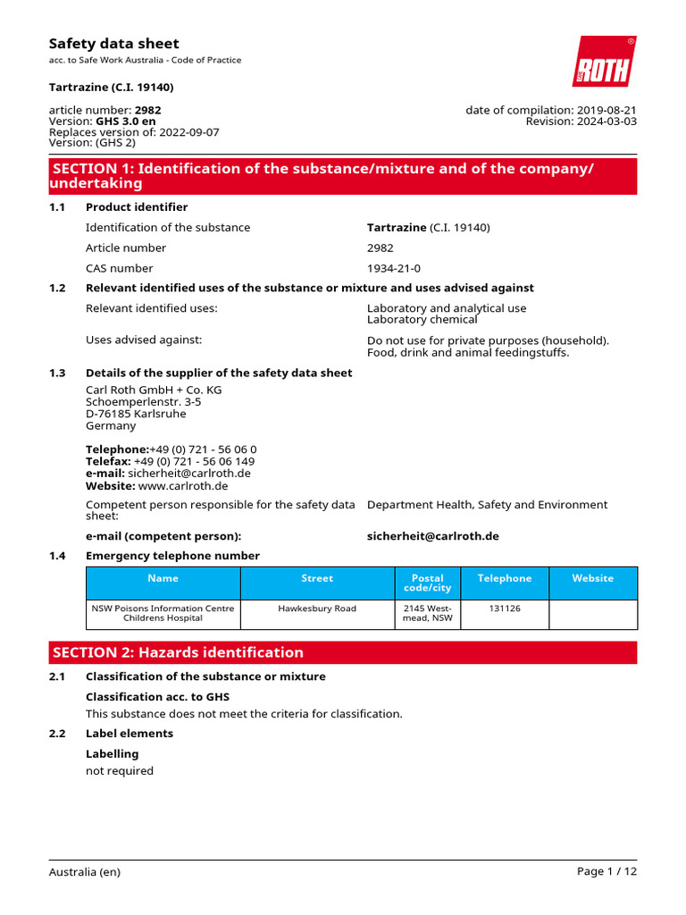 SECTION 1: Identification of The Substance/mixture and of The Company ...
