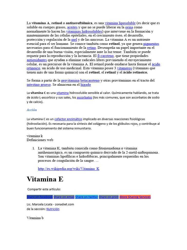 La Vitamina A | PDF | Vitamina a | Vitamina