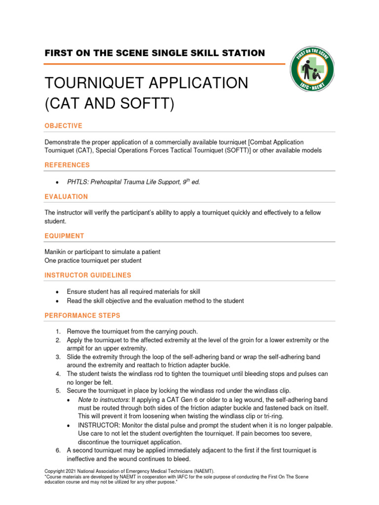 FOTS Skill Station Tourniquet Application | Download Free PDF | Health ...