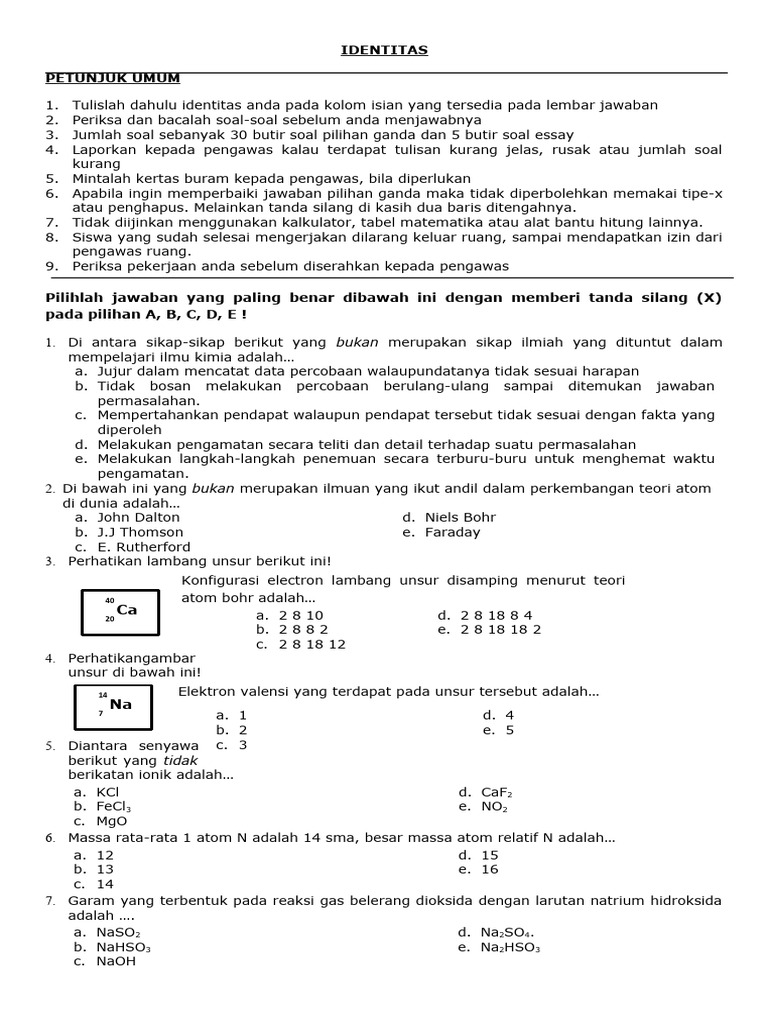 SMK - Kimia - Naskah Soal Asaj | PDF | Sains & Matematika