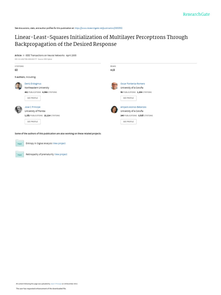 Paper Linear-Least-Squares Initialization - J. Principe | Download Free ...