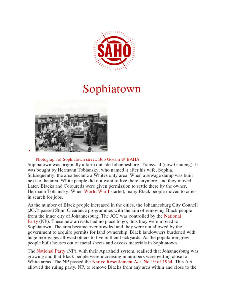 Sophiatown's Forced Removals | PDF | African National Congress | Apartheid