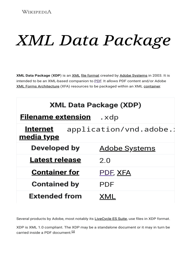 XML Data Package - Wikipedia | PDF | Computer Data | Computer File Formats