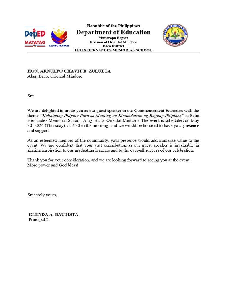 Guest Speaker Invitation for Graduation | PDF