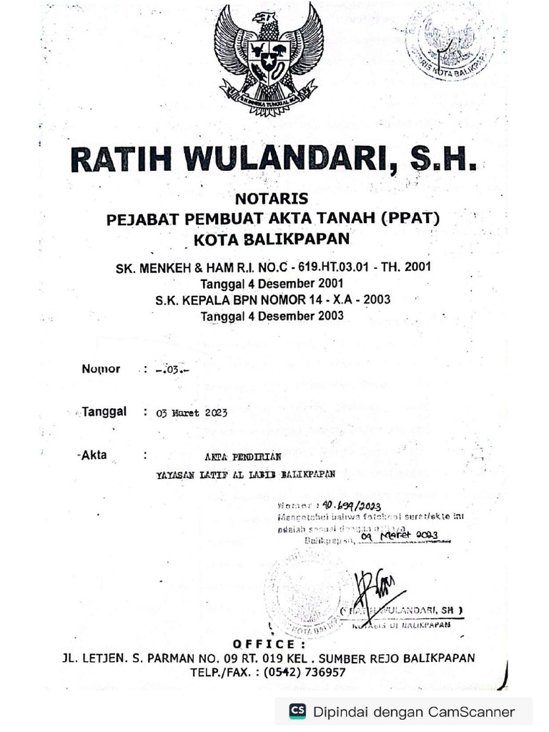 Akte Pendirian Yayasan Latif - Compressed | PDF