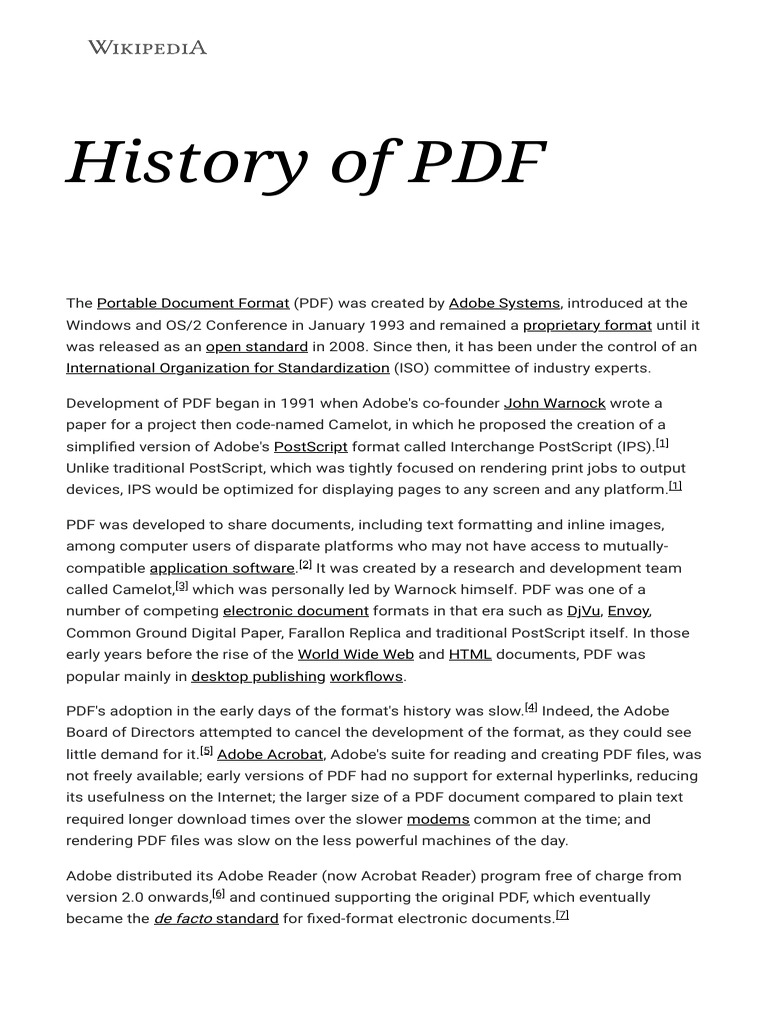 History of PDF - Wikipedia | PDF | Software | Computer File Formats