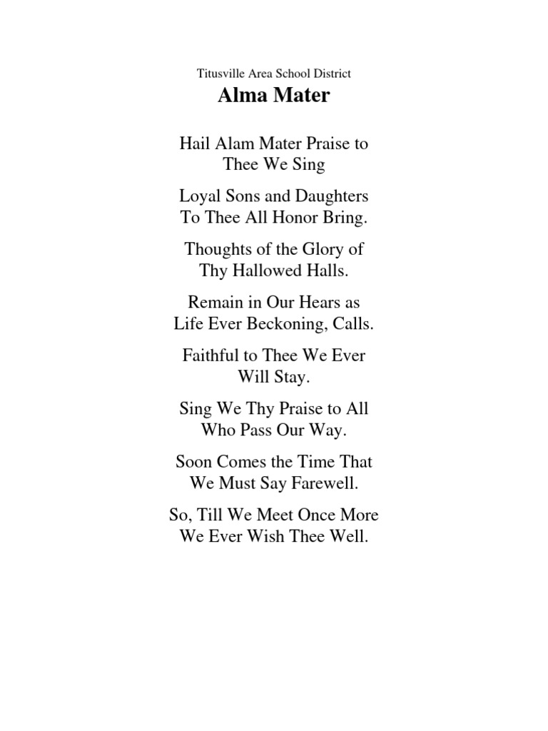 Alma Mater School Song | PDF