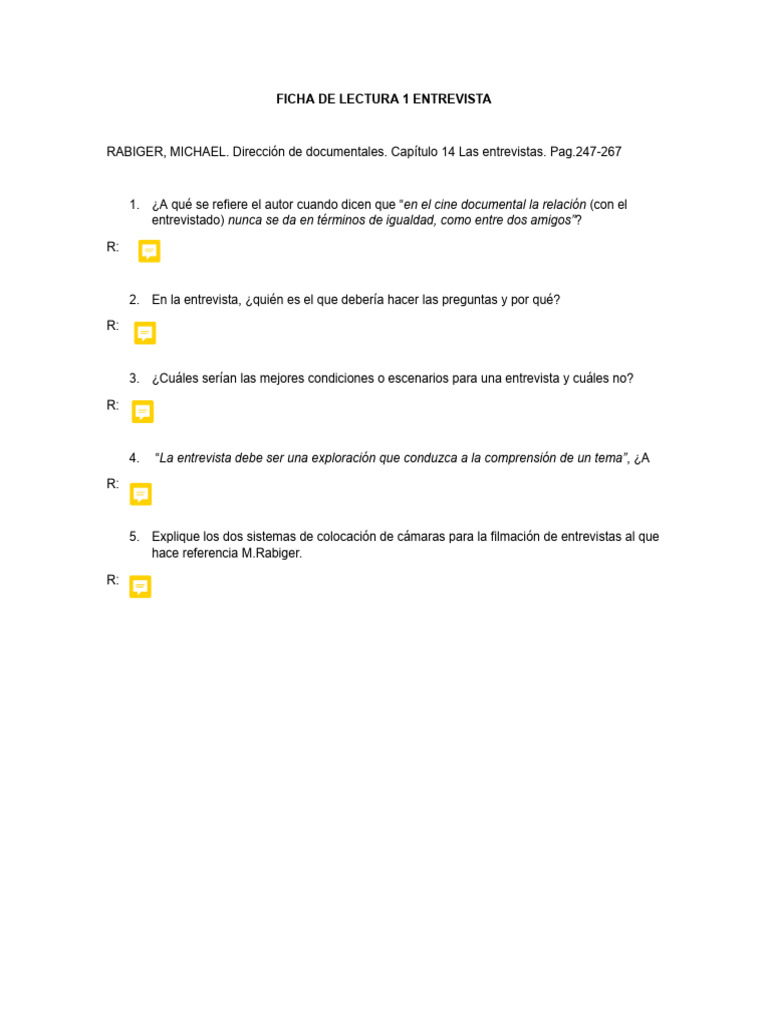 Ficha de Lectura Michael Rabiger Sin R | PDF