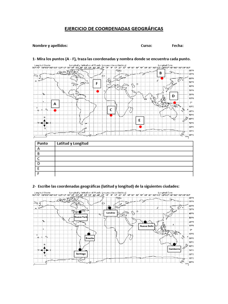 Ejercicio de Coordenadas Geogrc381ficas | PDF