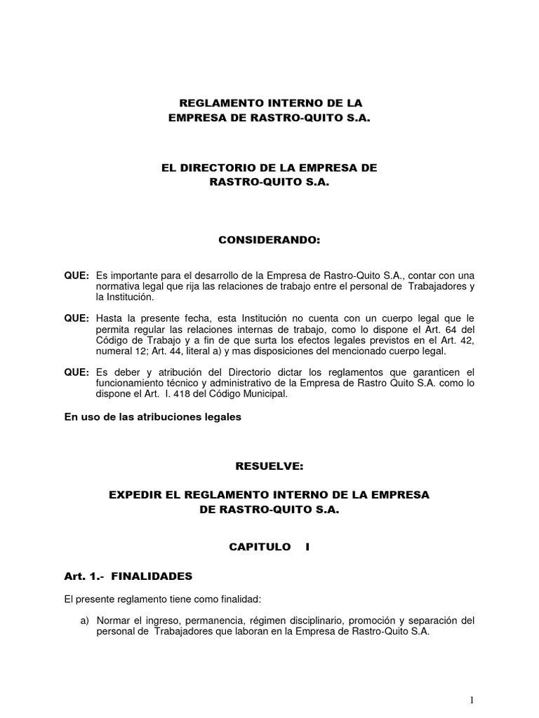 Reglamento Trabajadores | PDF | Business | Regulación