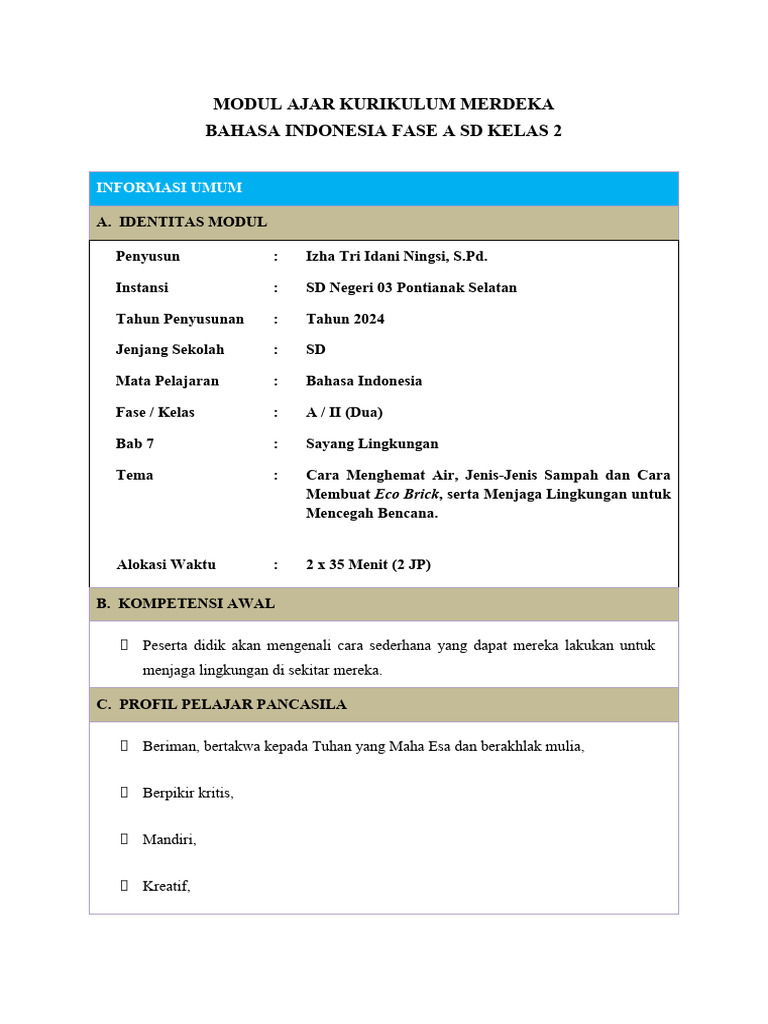 MODUL BAHASA INDONESIA KELAS 2 BA7 - Modulguruku | PDF | Karier & Perkembangan | Kesehatan Holistik