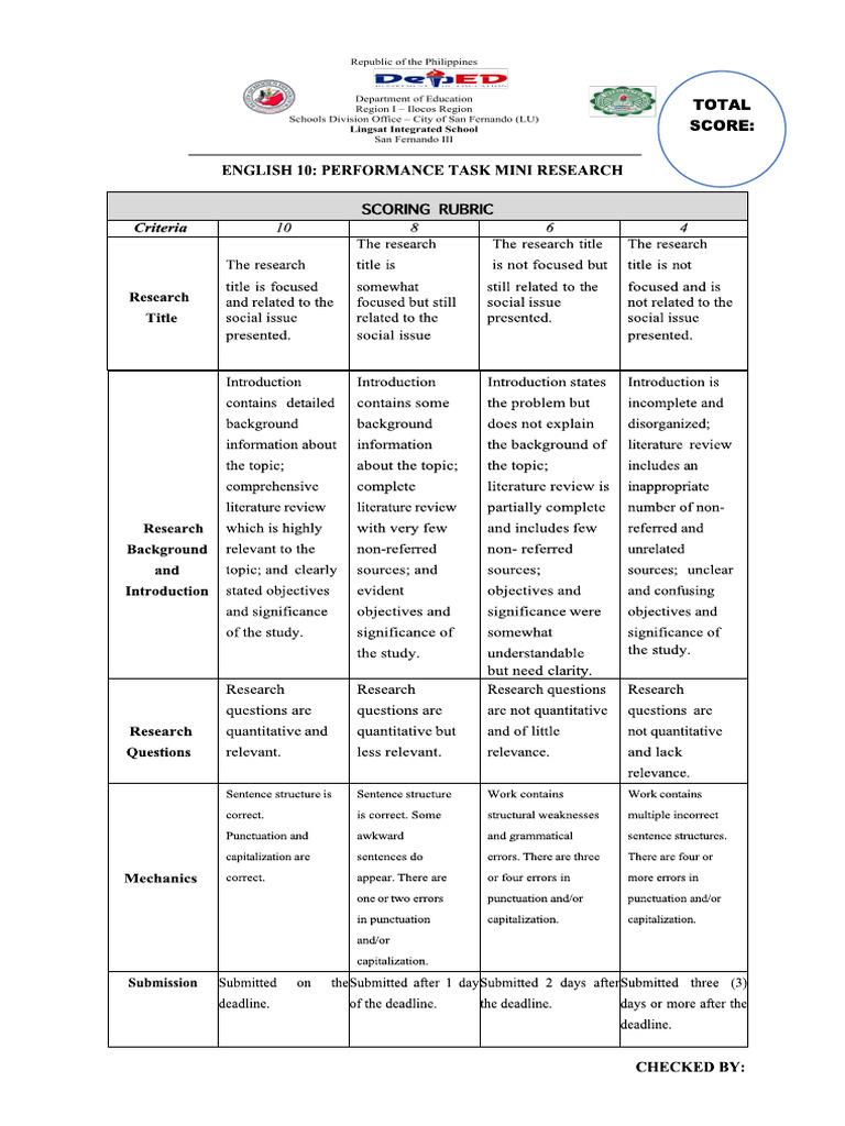 PT Rubric | PDF