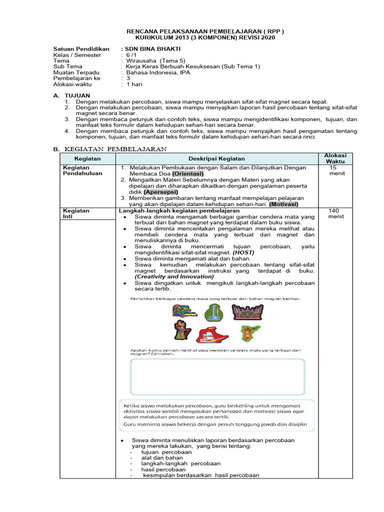 6.5.1.3 - RPP Kls 6 Tema 5 Subtema 1 | PDF | Karier & Perkembangan