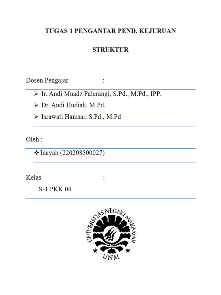 Tugas 1 Pengantar Pend. Kejuruan Struktur | PDF | Sains & Matematika