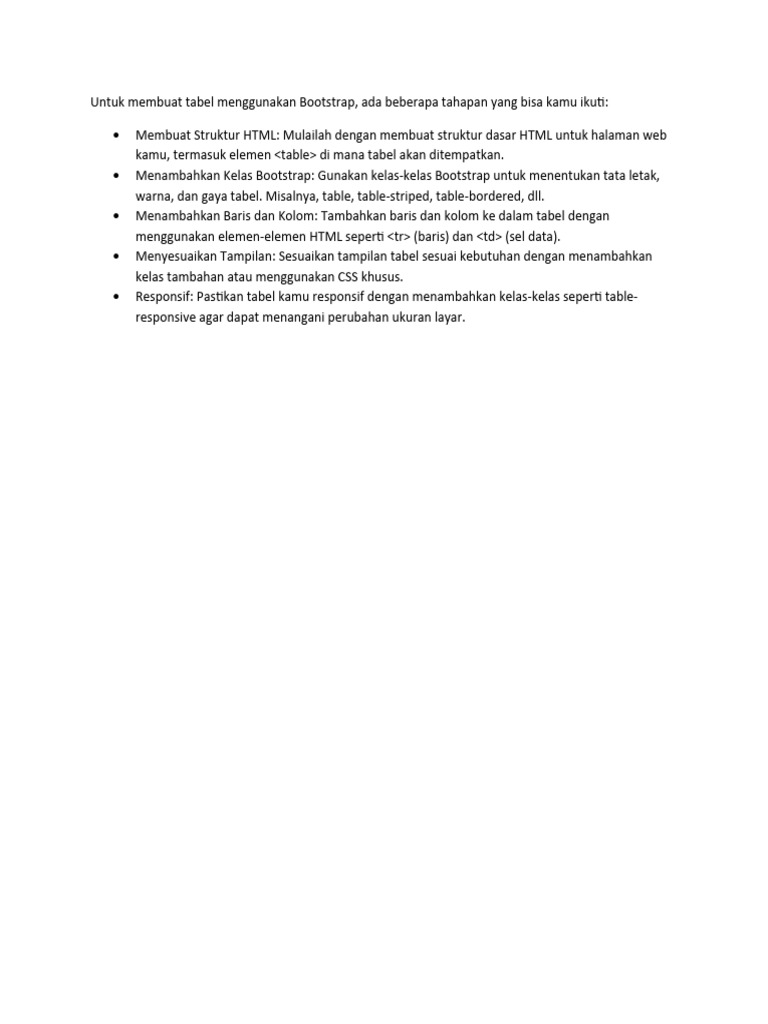 Membuat Tabel Dengan Boostrap | PDF