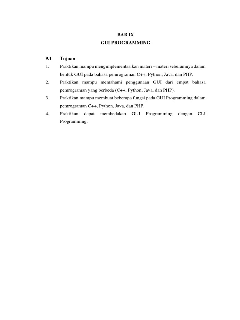Modul VIII BAB IX - GUI Programming | PDF | Metode & Bahan Ajar