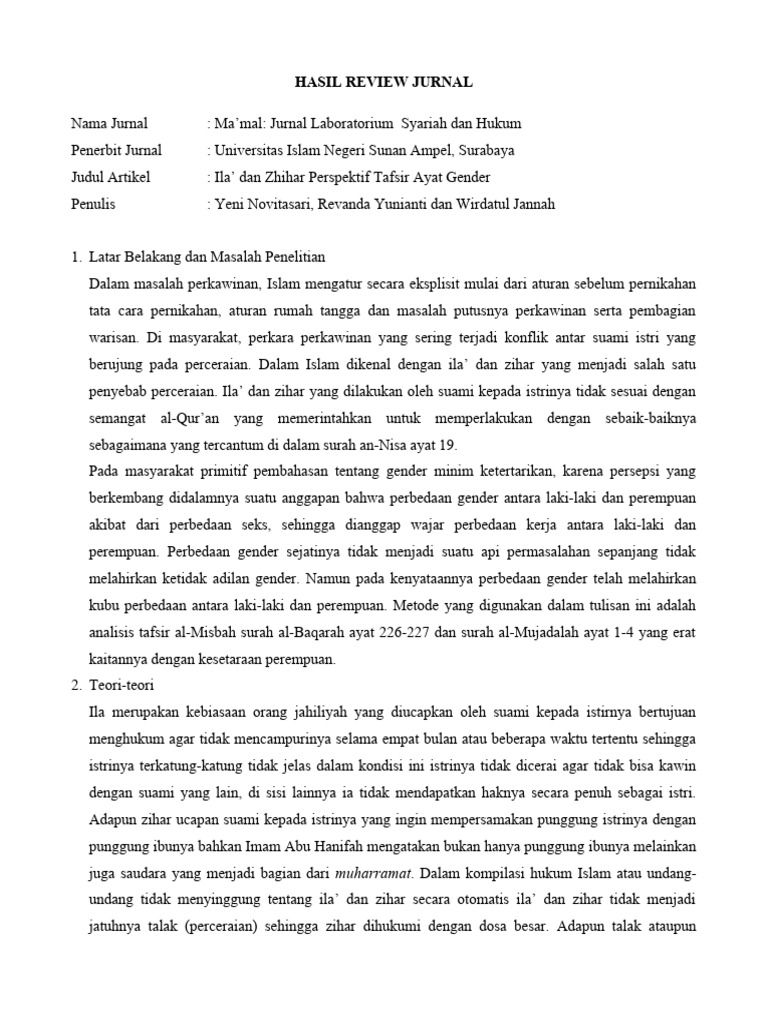 Jurnal Ila' Dan Zihar | PDF | Ilmu Sosial
