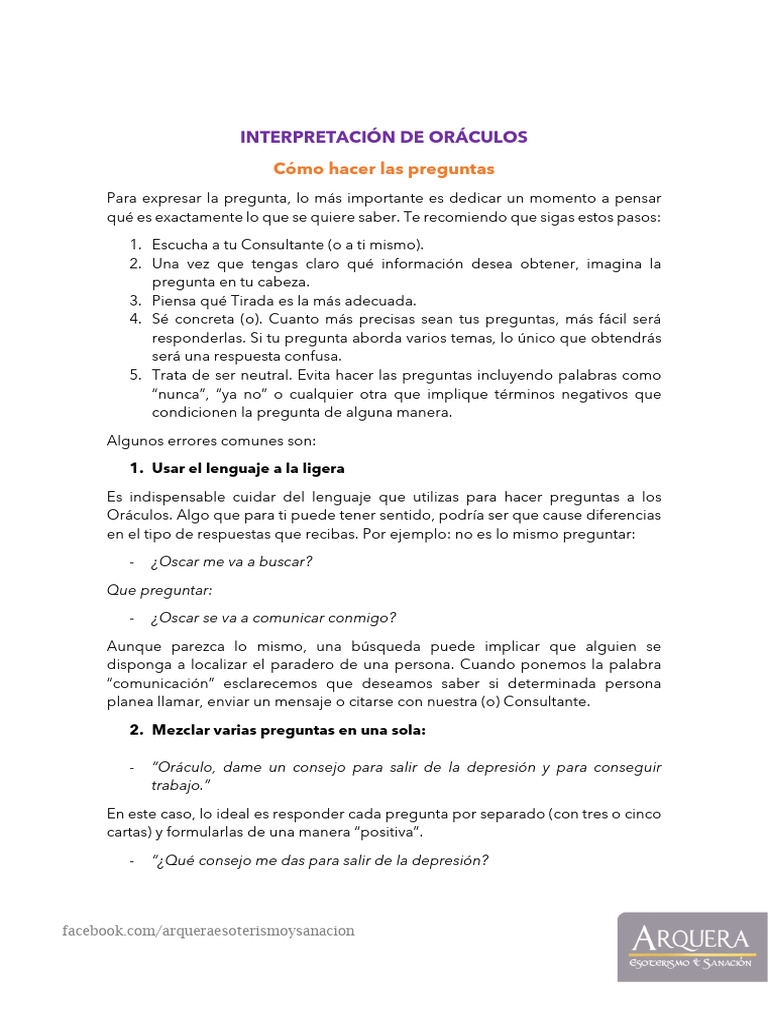 Cómo formular preguntas a oráculos | PDF | Pensamiento | Mente