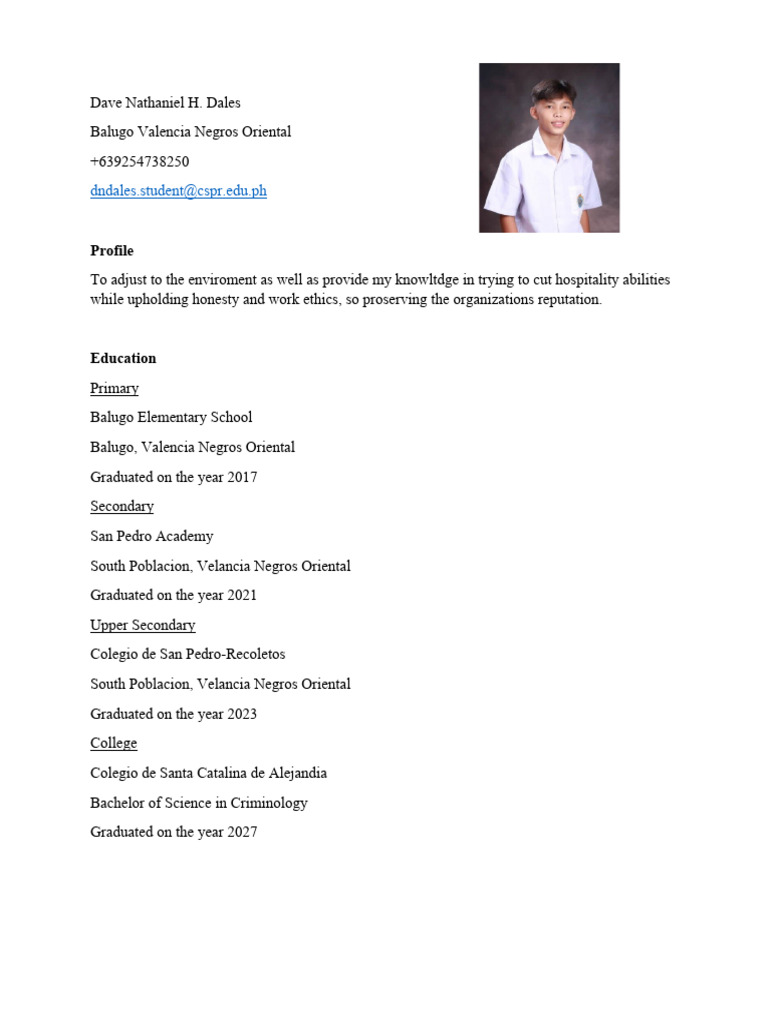 Resume, Dave | PDF | Language Arts & Discipline | Wellness