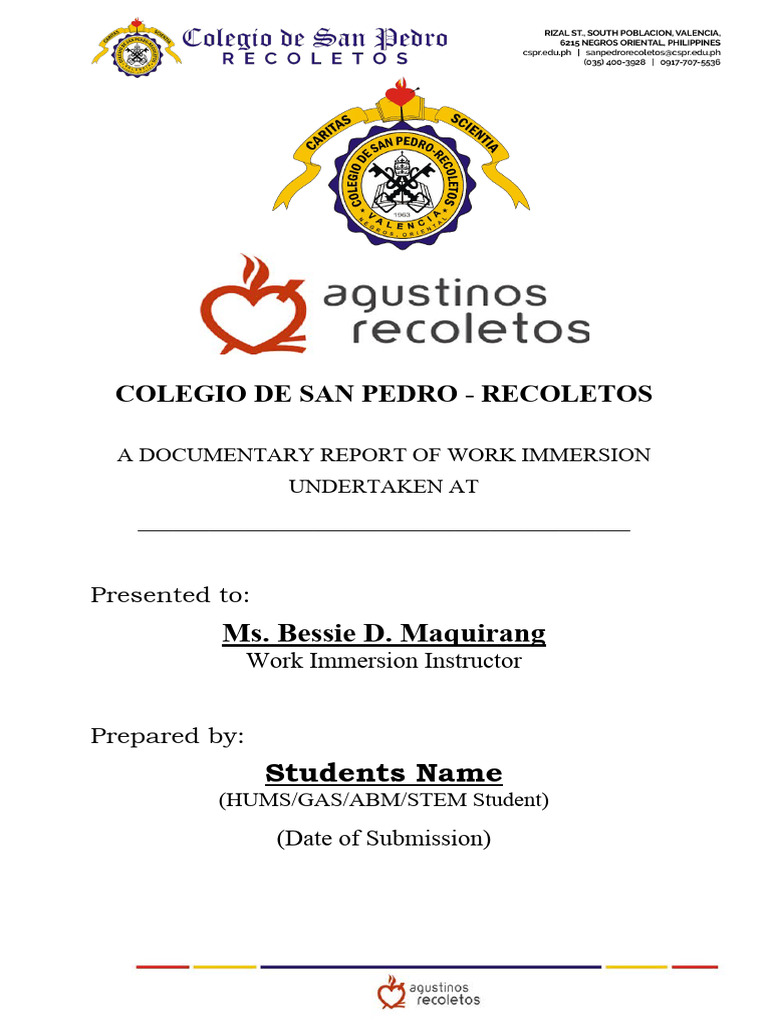 Work Immersion Report for Students | PDF
