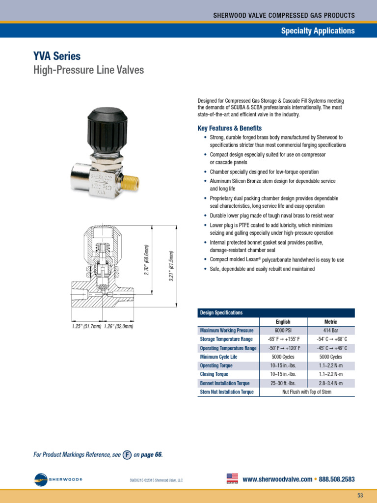 Yva High Pressure Line Valve Datasheet | PDF | Valve | Mechanical ...