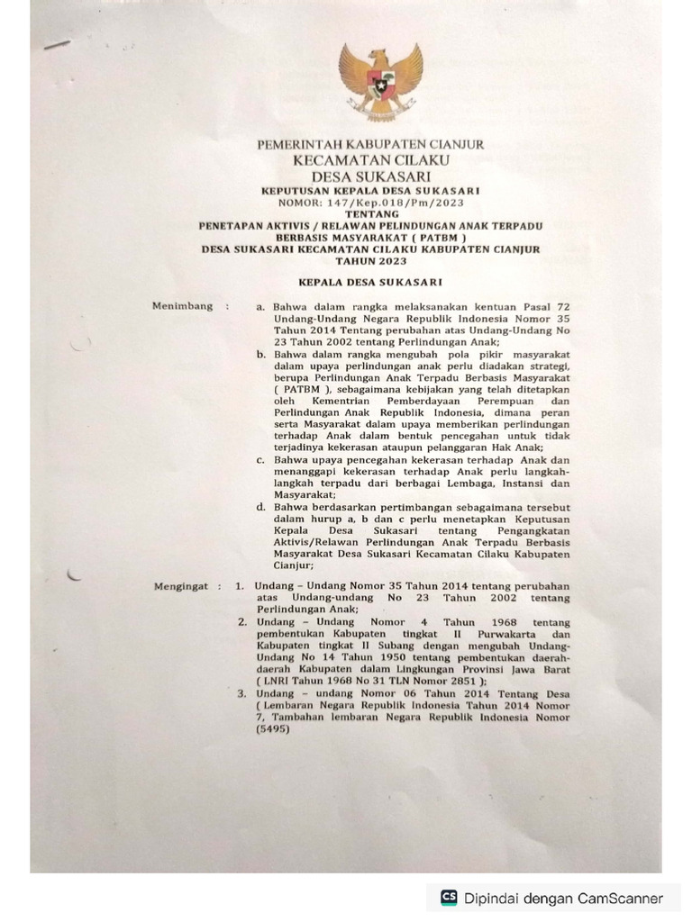 Contoh SK Relawan PATBM | PDF