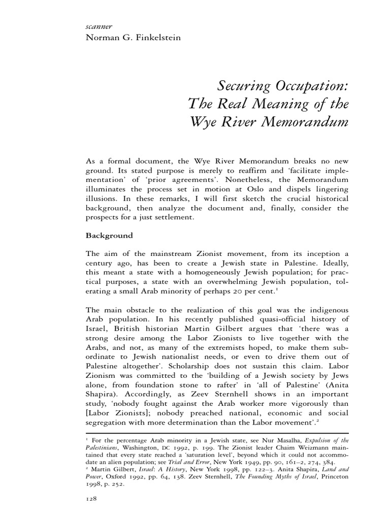 Finkelstein, Norman G. - Securing Occupation The Real Meaning of The Wye River Memorandum - NLR ...
